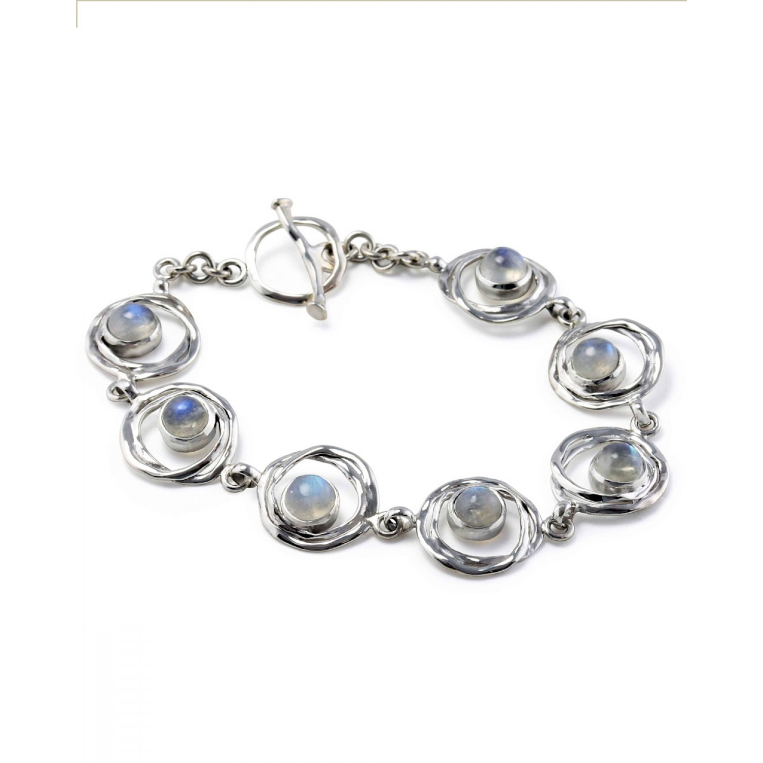 Undulating Silver Bracelet with Moonstones - BRACELETS
