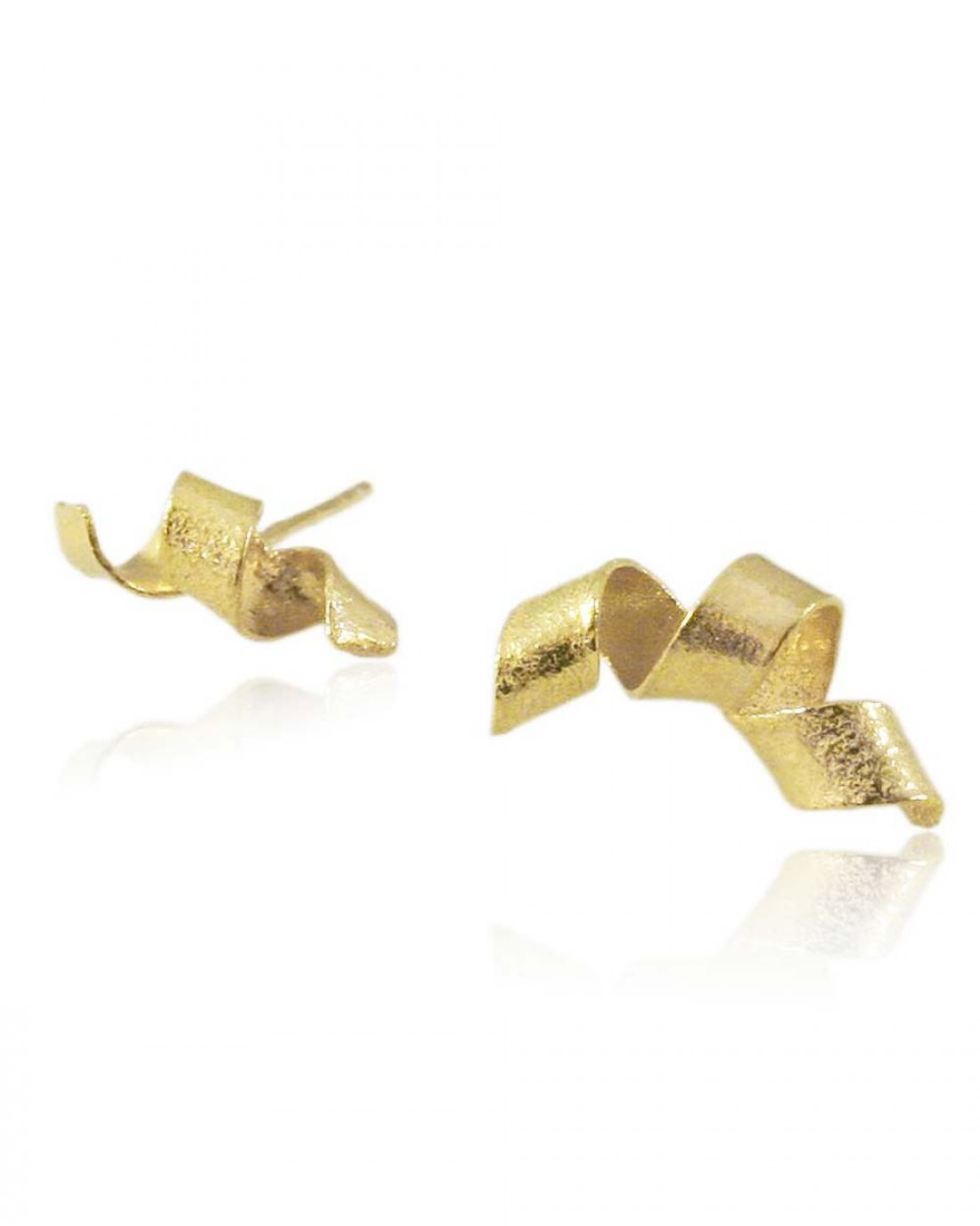 Algae Spiral Stud Earrings, Gold - STUD EARRINGS - 53.00