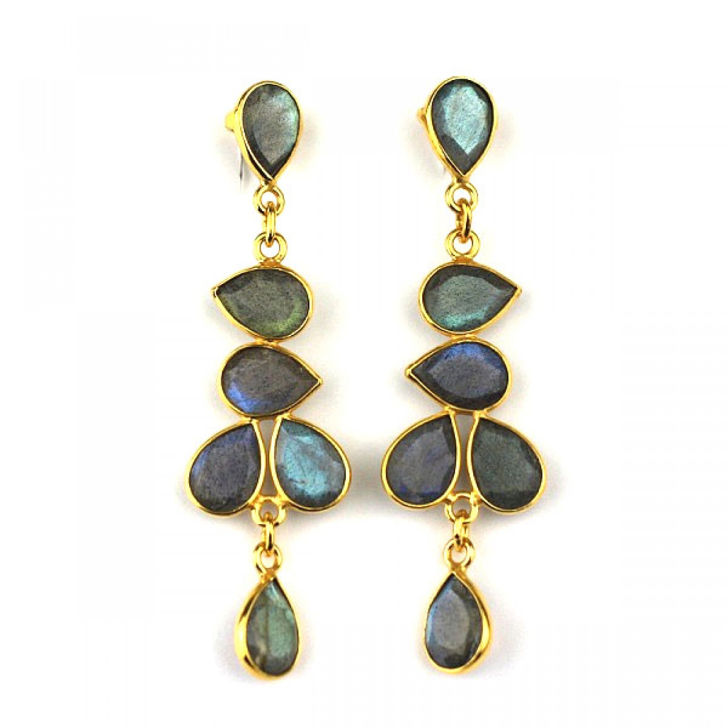 Labradorite Gold Plated Drop Earrings - DROP EARRINGS