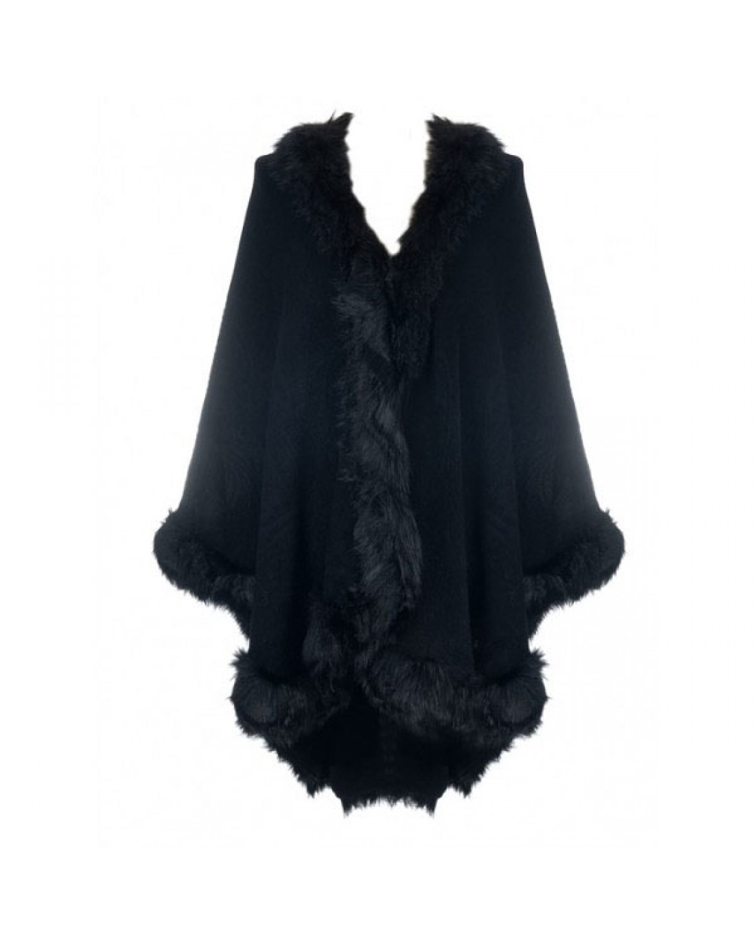 Faux Fur Cape, Black - GIFTS - 24.00