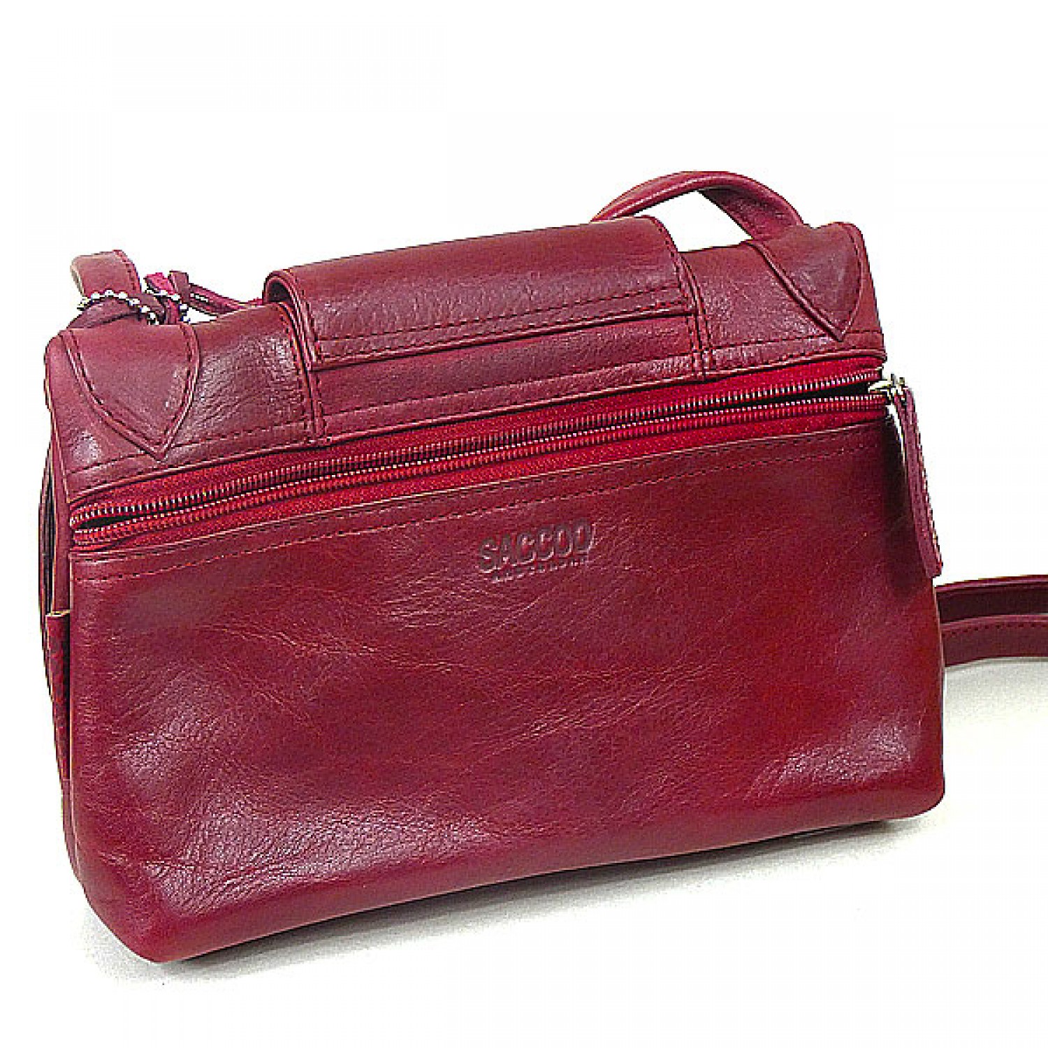 Red Leather Shoulder Bag by Saccoo - HANDBAGS - 49.00