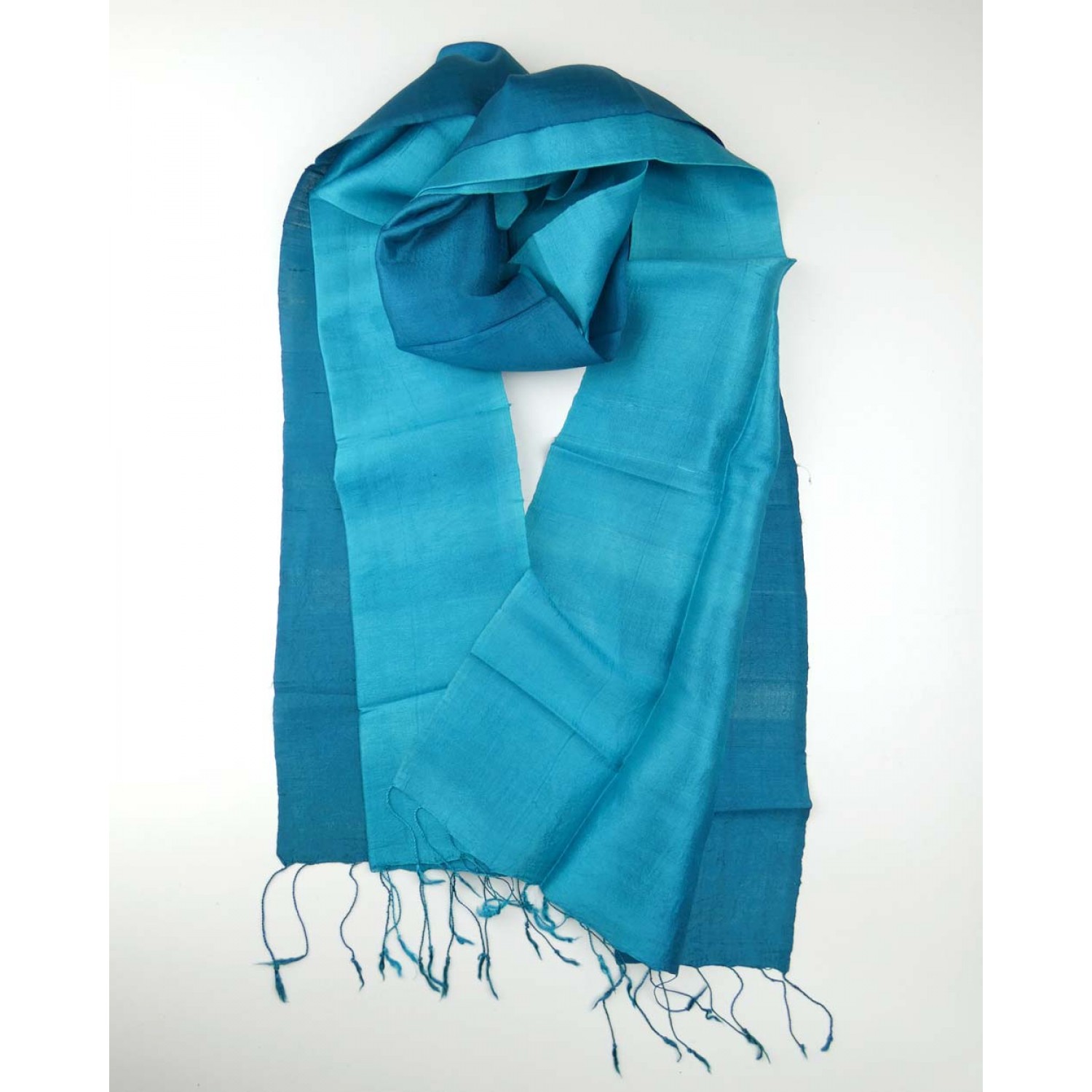 SCARVES, SHAWLS, PASHMINAS : Silk Scarf - Teal - SCARVES,