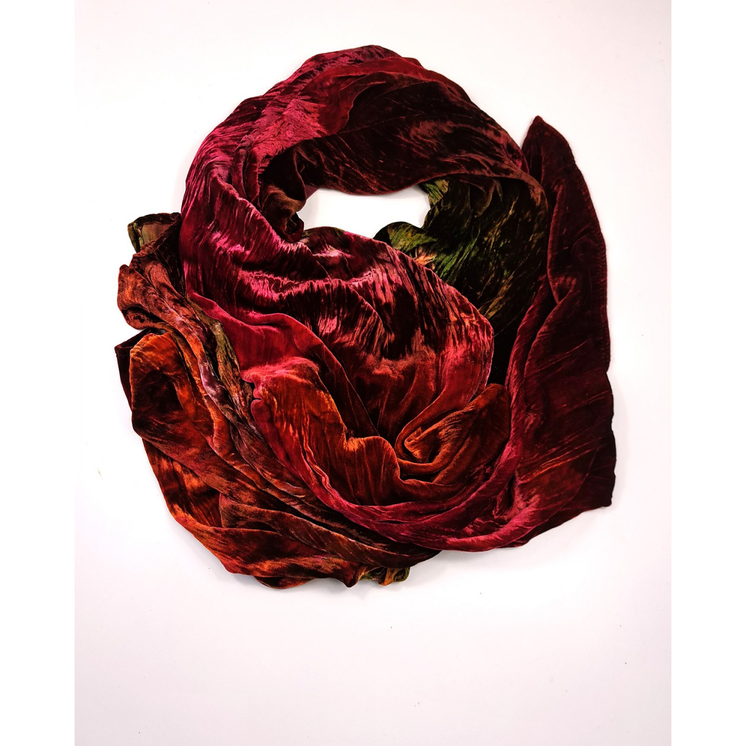 Multi Coloured Silk Velvet Shawl, Earth - SCARVES, SHAWLS,