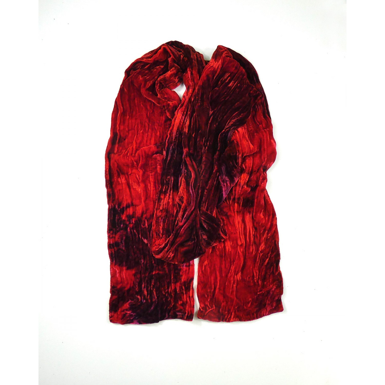Multi Coloured Silk Velvet Scarf, Fire - SCARVES, SHAWLS,